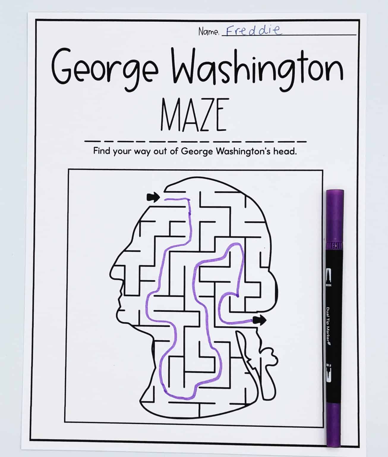 Free George Washington Kindergarten Worksheets