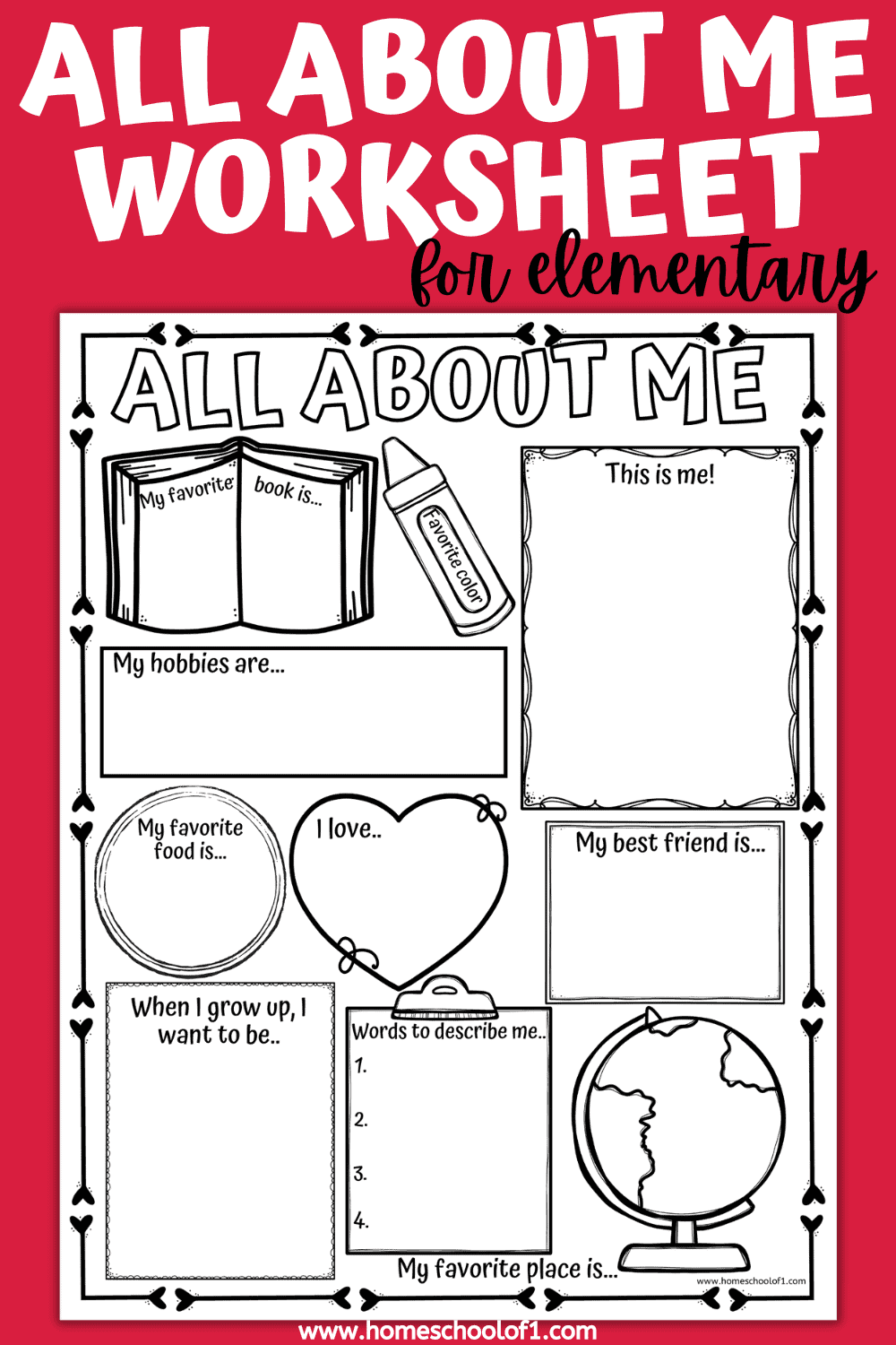 Free Printable All About Me Worksheet for Elementary Students