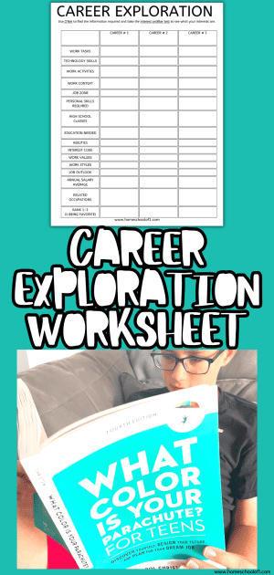 Free Career Exploration Worksheet and Career Options for Teens