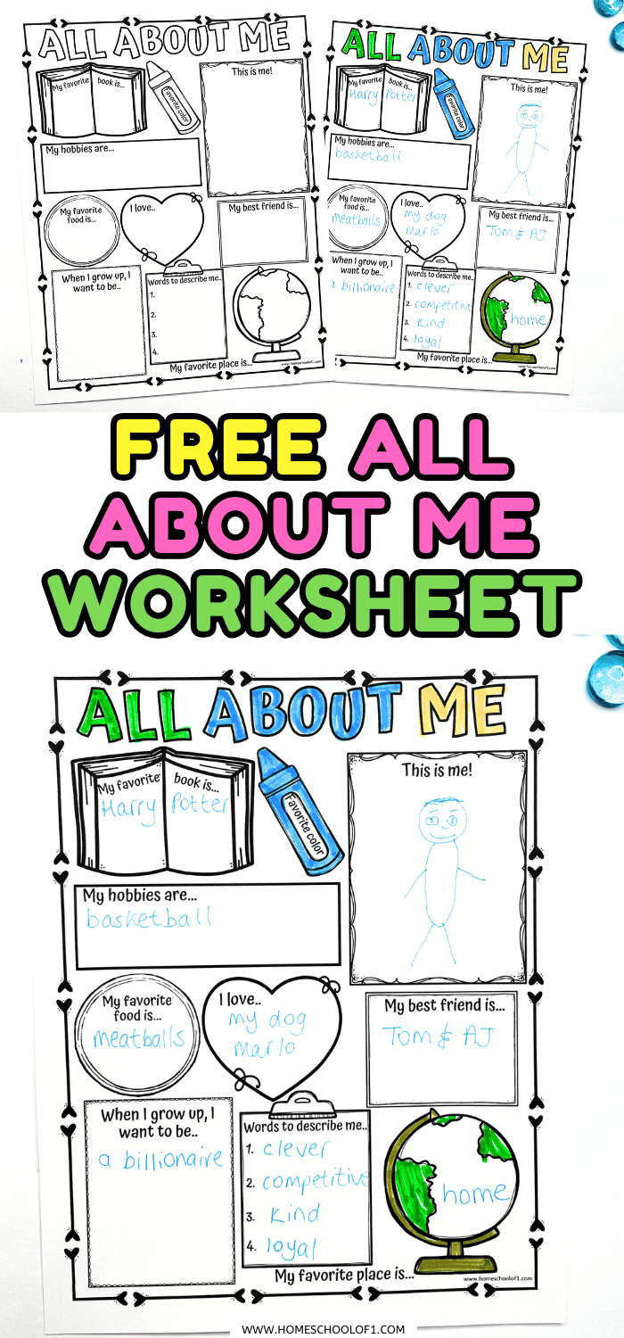 Free Printable All About Me Worksheet for Elementary Students