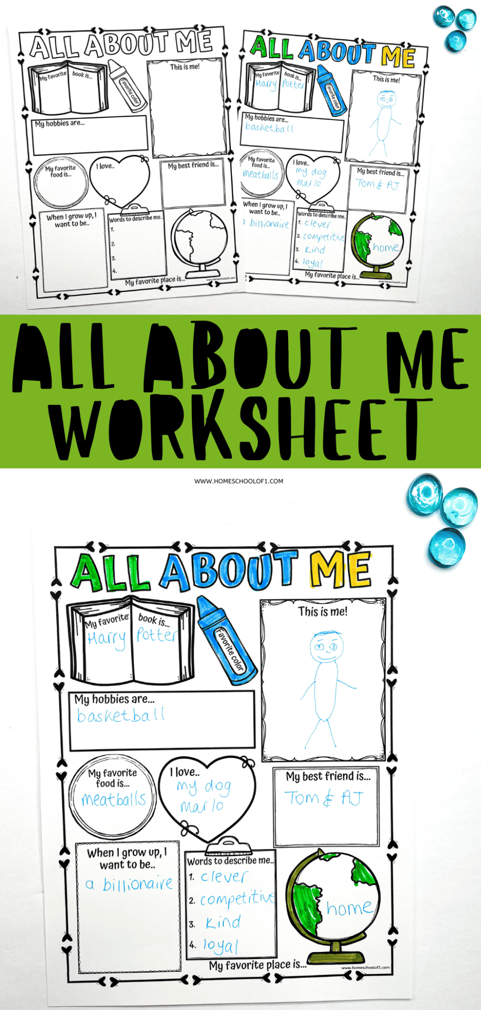Free Printable All About Me Worksheet for Elementary Students