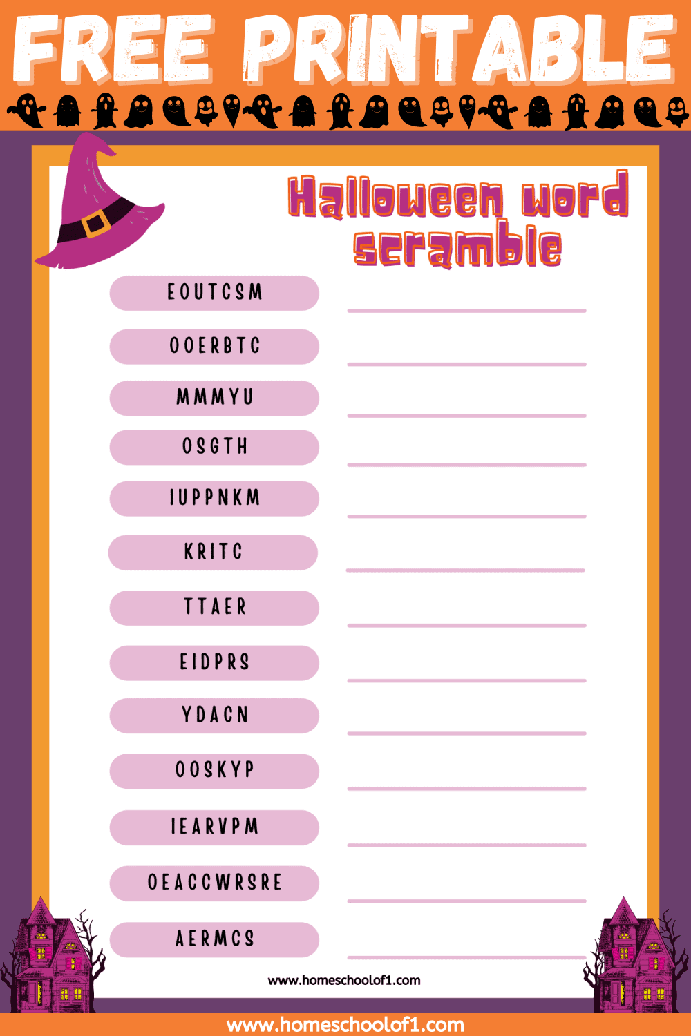 Free Halloween Word Scramble Printable (With Answers)