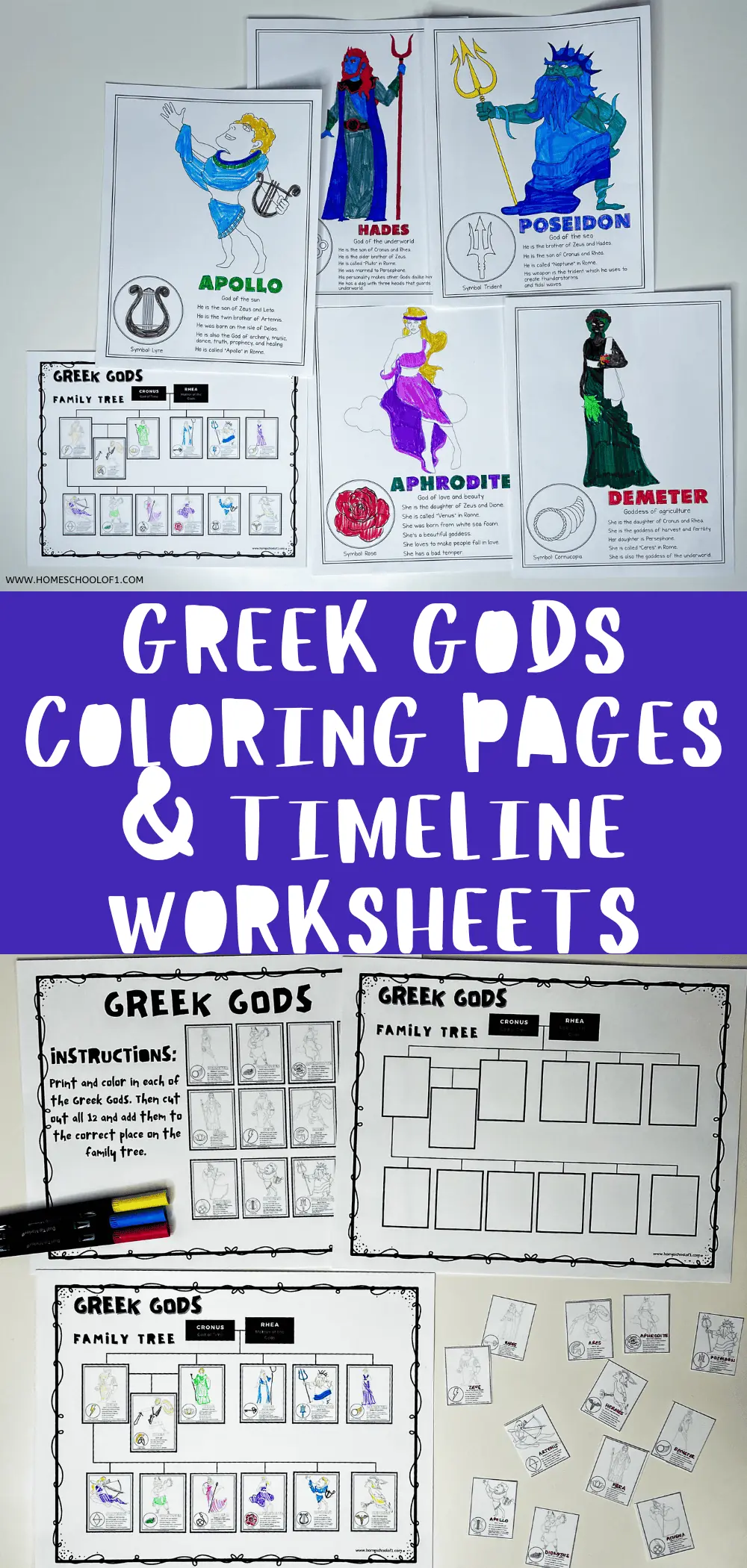 Free Printable Greek Gods Family Tree & Coloring Pages