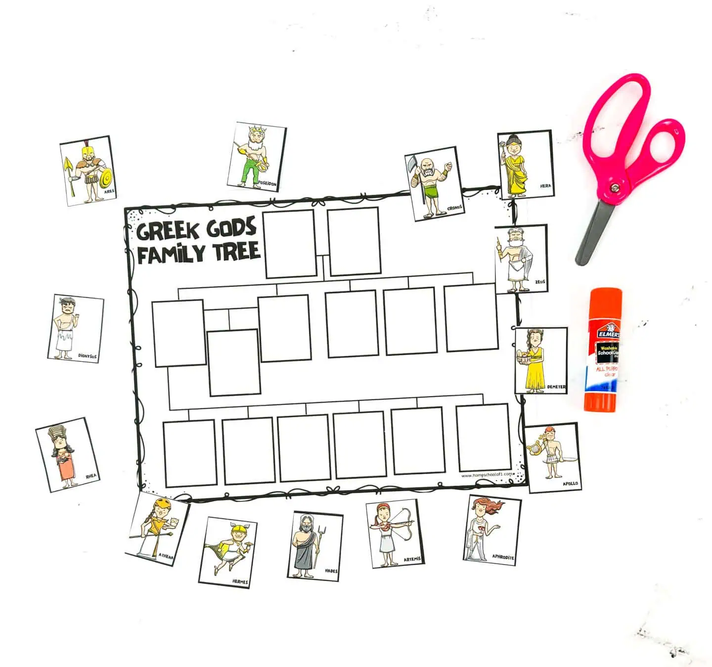 Free Printable Greek Gods Family Tree Worksheet
