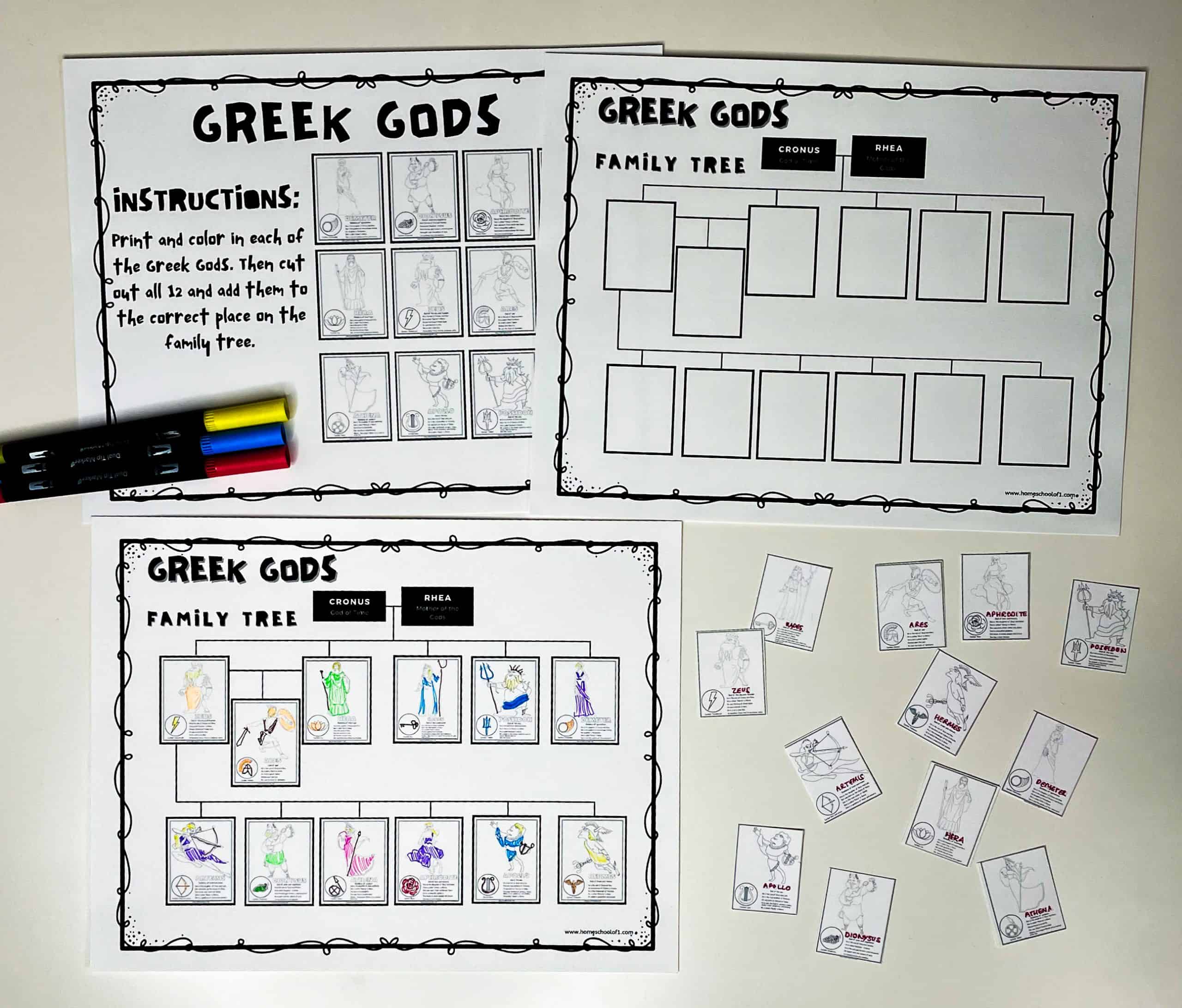 Free Printable Greek Gods Family Tree Worksheet