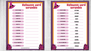 Free Halloween Word Scramble Printable (with answers)