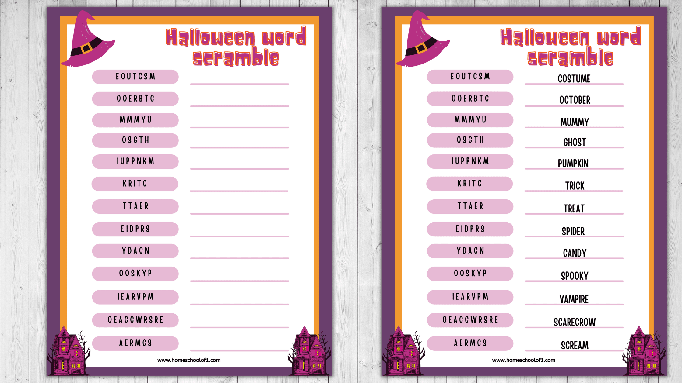Free Halloween Word Scramble Printable (With Answers)