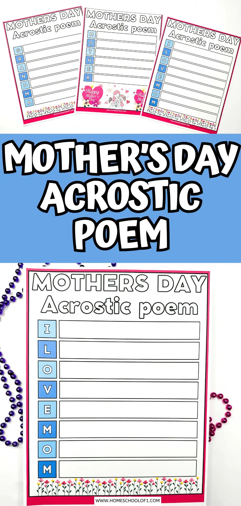 Free Mother’s Day Acrostic Poem Printable for Kids