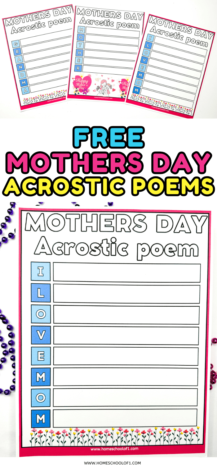 Free Mother’s Day Acrostic Poem Printable for Kids