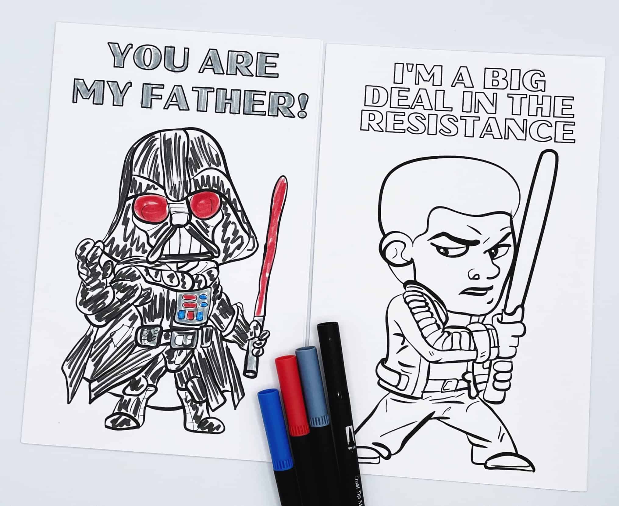 Free Printable Star Wars Birthday Cards to Color