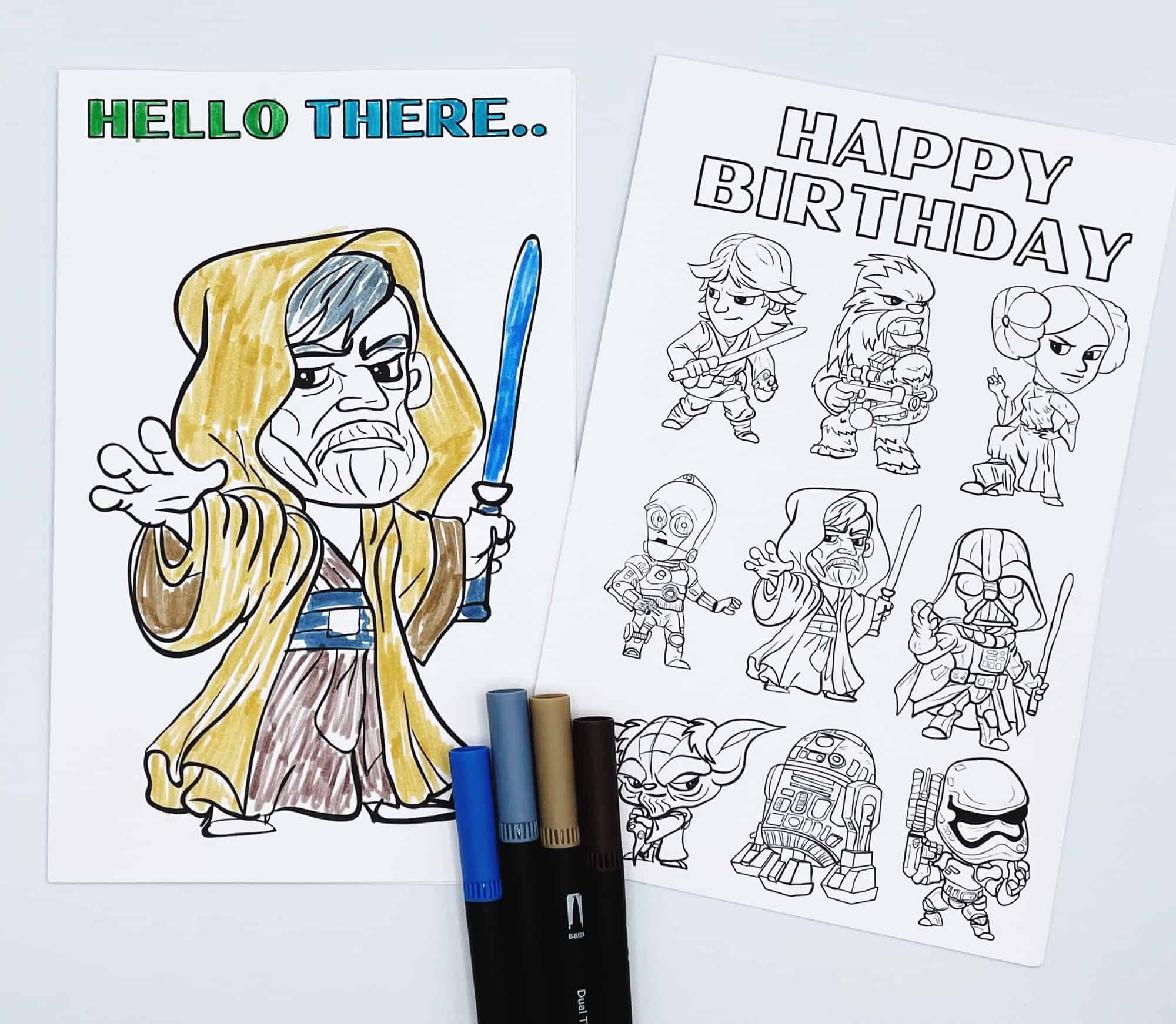 Free Printable Star Wars Birthday Cards to Color
