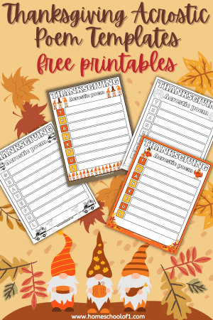 Thanksgiving Acrostic Poem Templates (4 free printables)