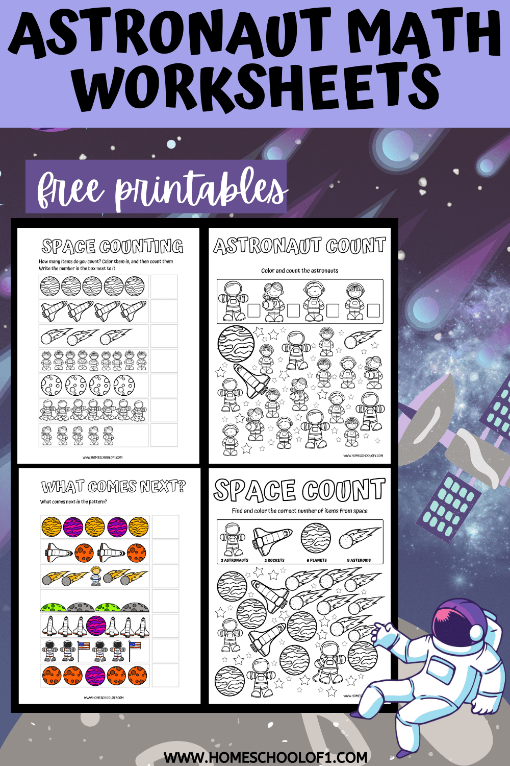 Free Space Counting Worksheet for Preschool