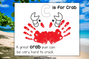 Letter C Handprint Craft: Crab Handprint Template