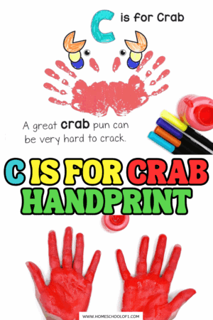 Letter C Handprint Craft: Crab Handprint Template