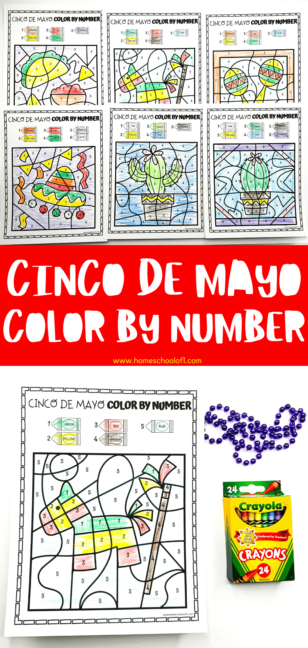 Free Cinco de Mayo Color by Number Worksheets