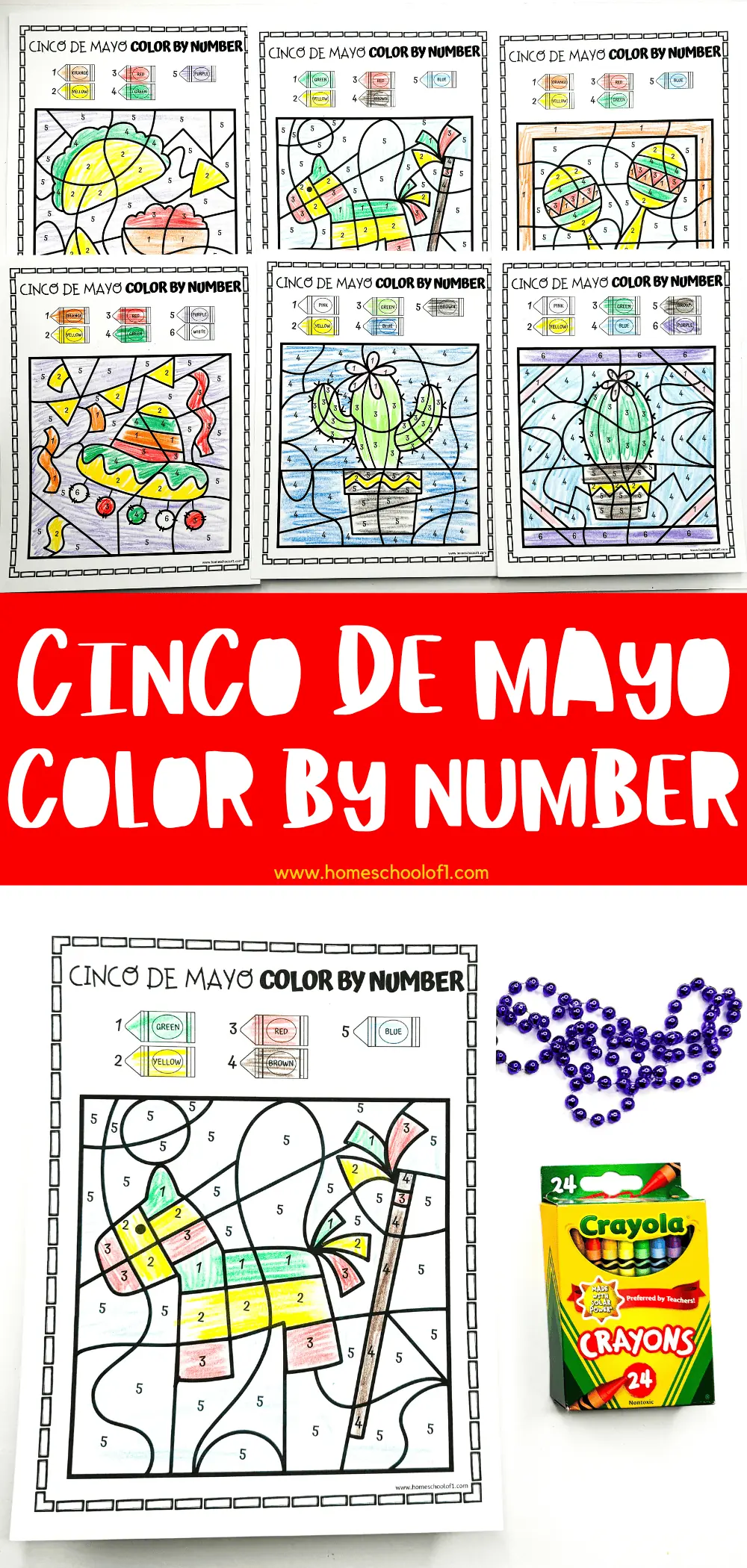 9 Free Cinco de Mayo Color by Number Worksheets