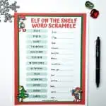 Elf on the Shelf Word Scramble (Easy & Hard Version)