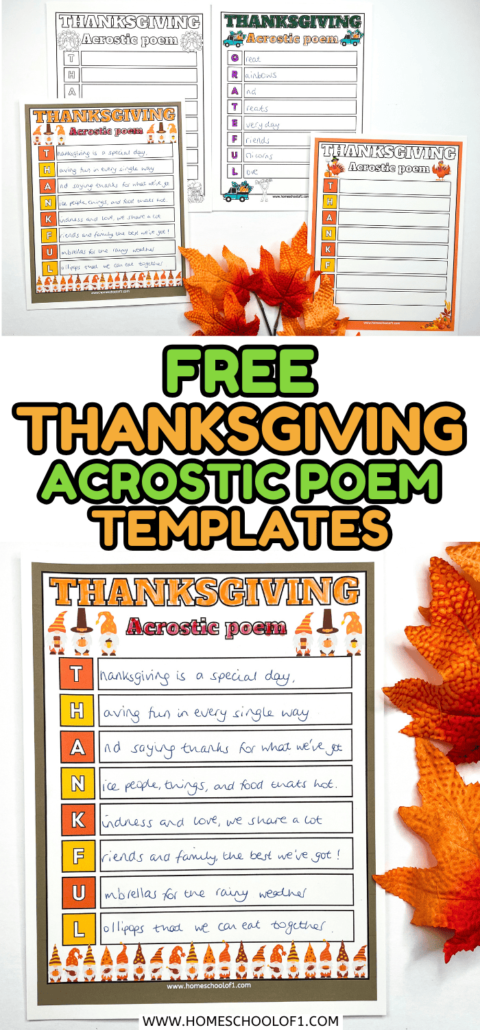 Thanksgiving Acrostic Poem Templates (4 Free Printables)