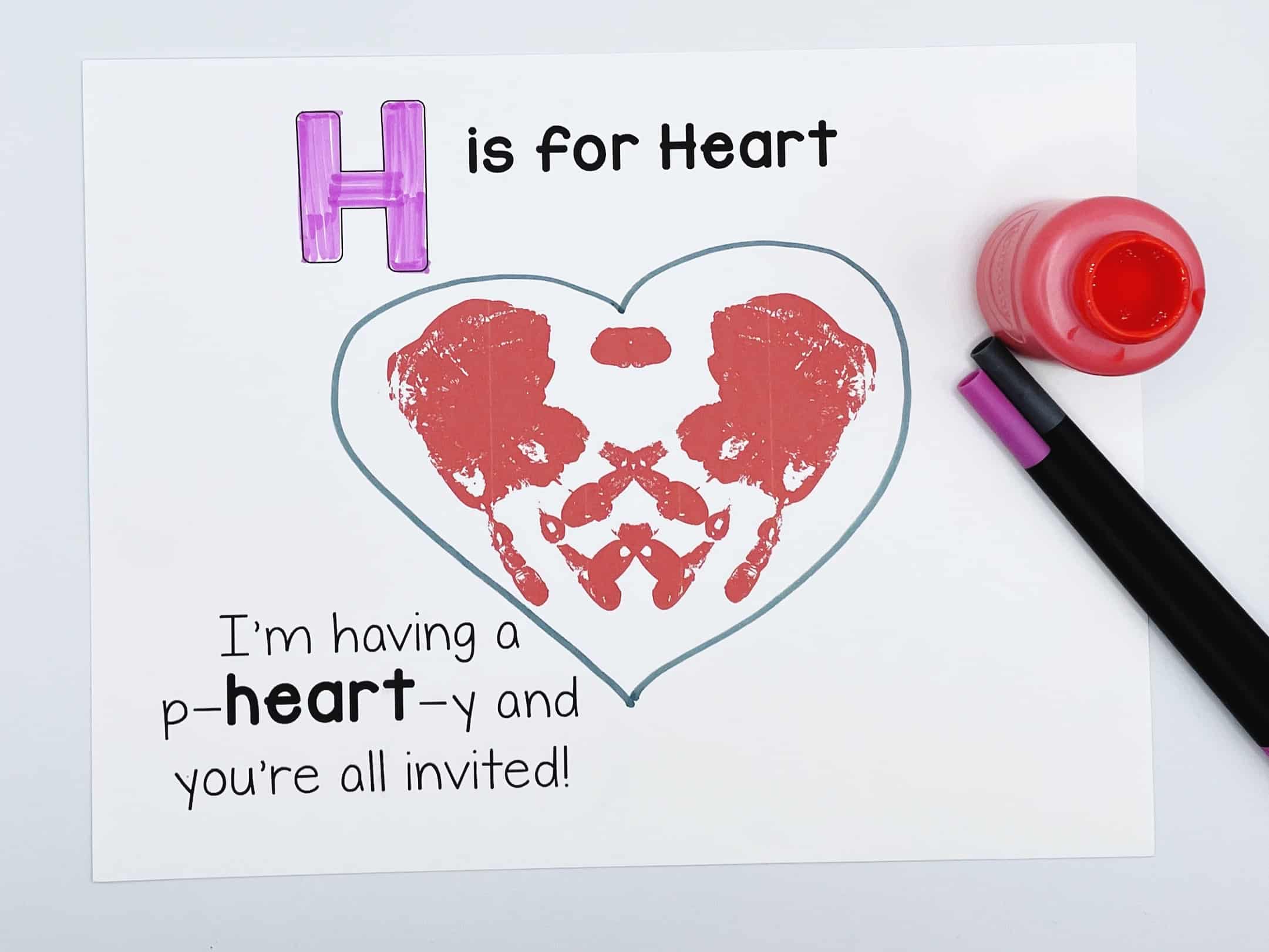 Free Letter H Handprint Art | H Is For Heart Worksheet