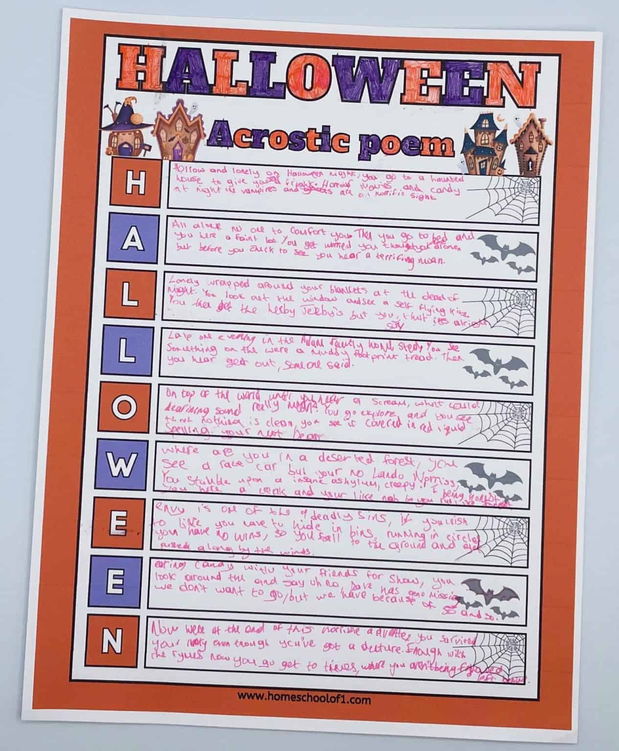 Free Halloween Acrostic Poem Templates
