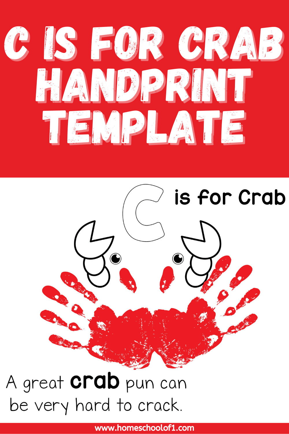 Letter C Handprint Craft: Crab Handprint Template