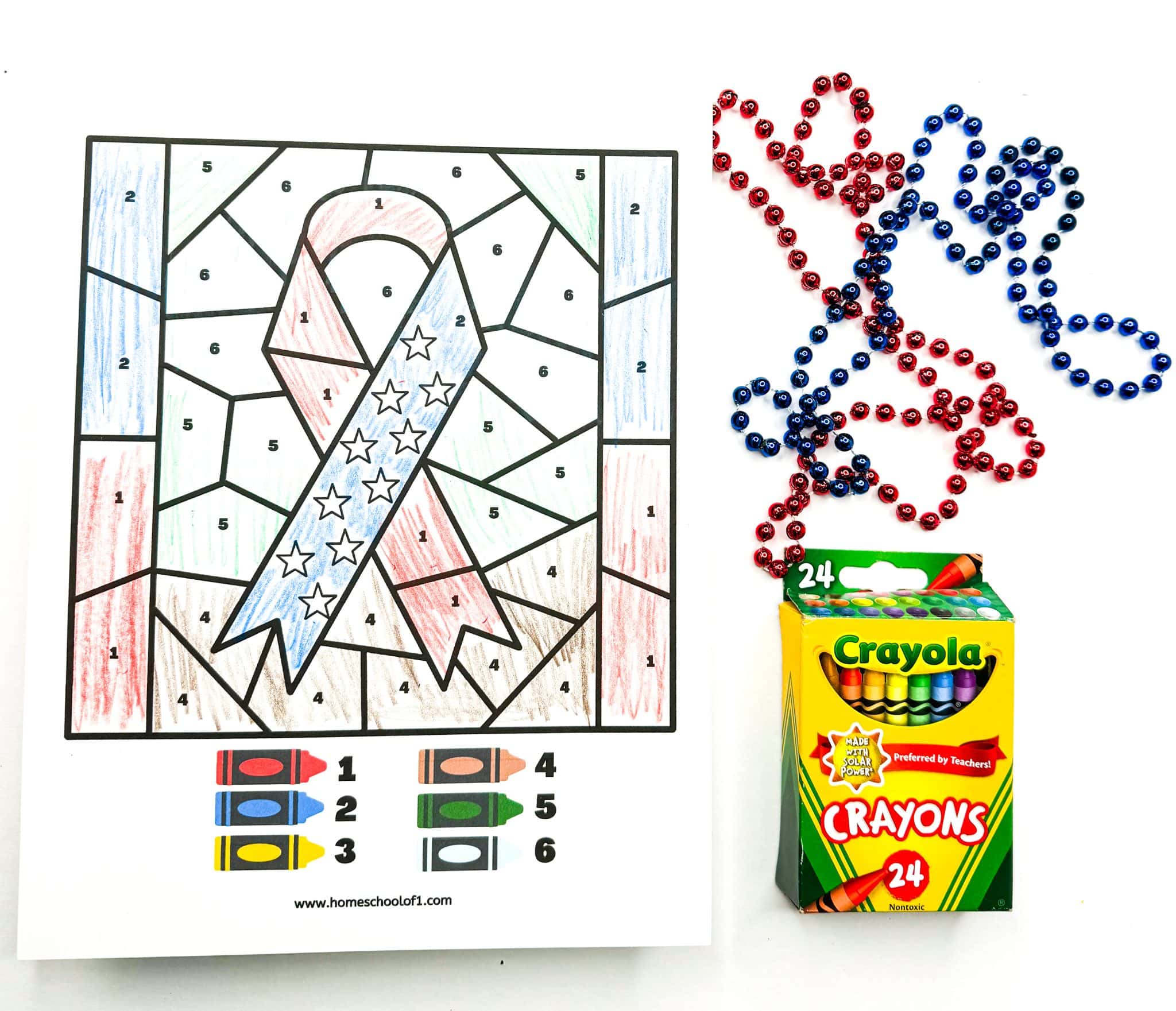 Free Memorial Day Color by Number Worksheets for Kids