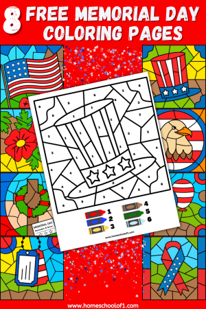 Free Memorial Day Coloring Pages - Color By Number (8 Pages)
