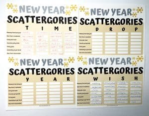 New Year's Scattergories Game (Free Printables)