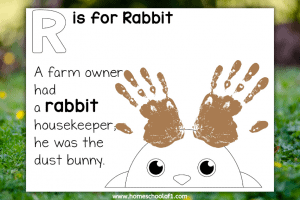 R is for Rabbit Handprint Art (Free Printable)