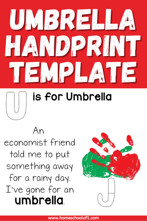 U is for Umbrella Handprint Craft (free printable)