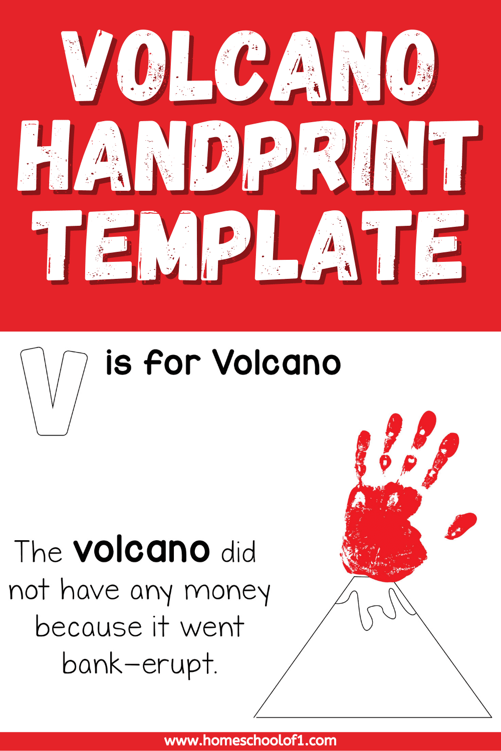 V is for Volcano Handprint Art