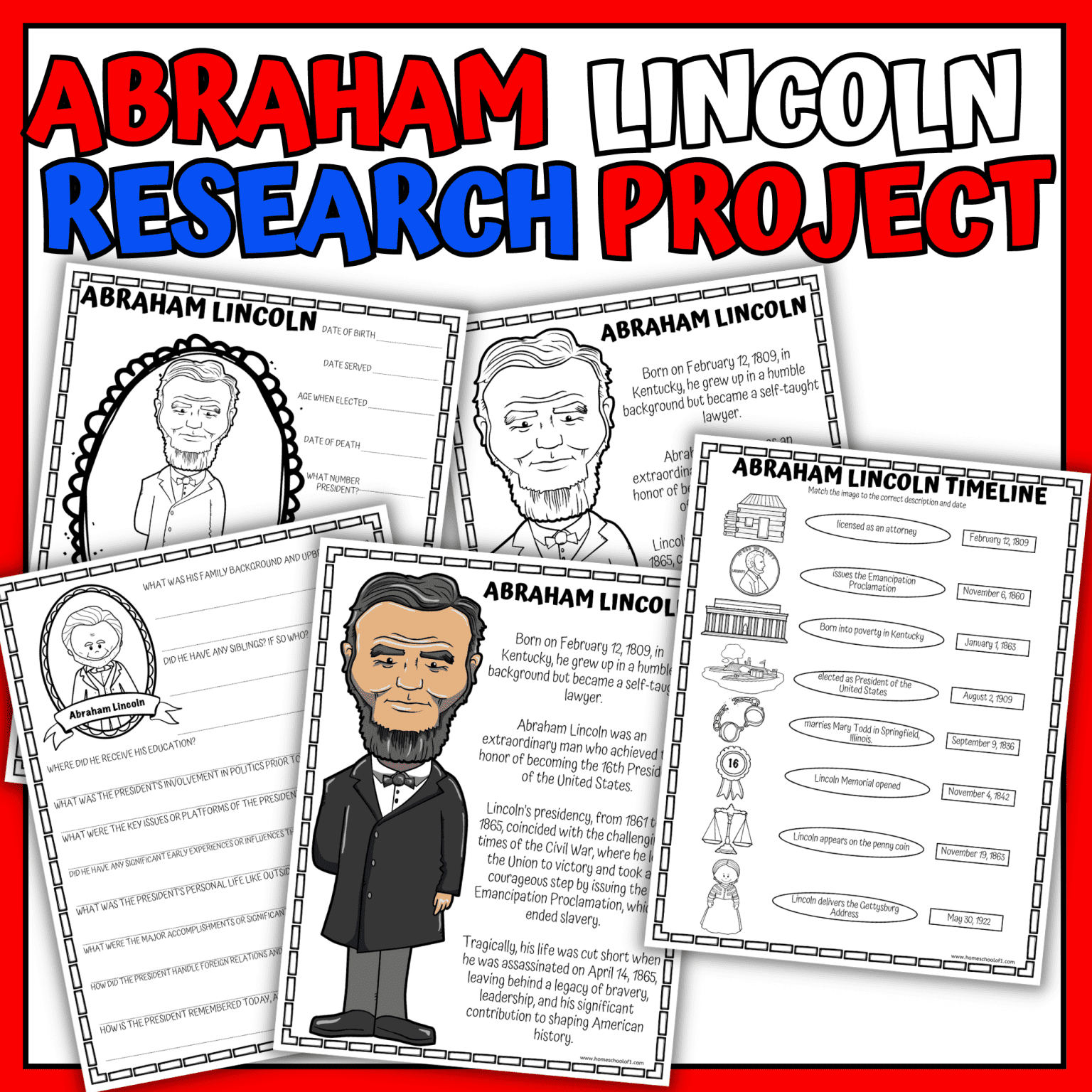 Free Printable Abraham Lincoln Worksheets for Kids