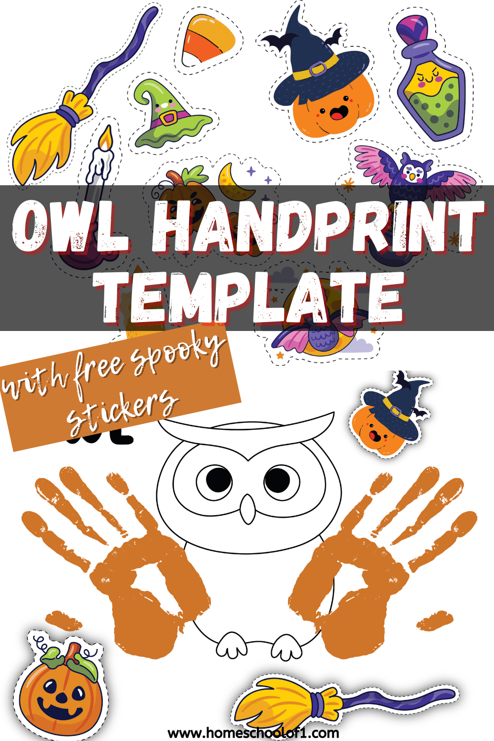 Free Owl Handprint Craft for Halloween (With Printable Stickers)
