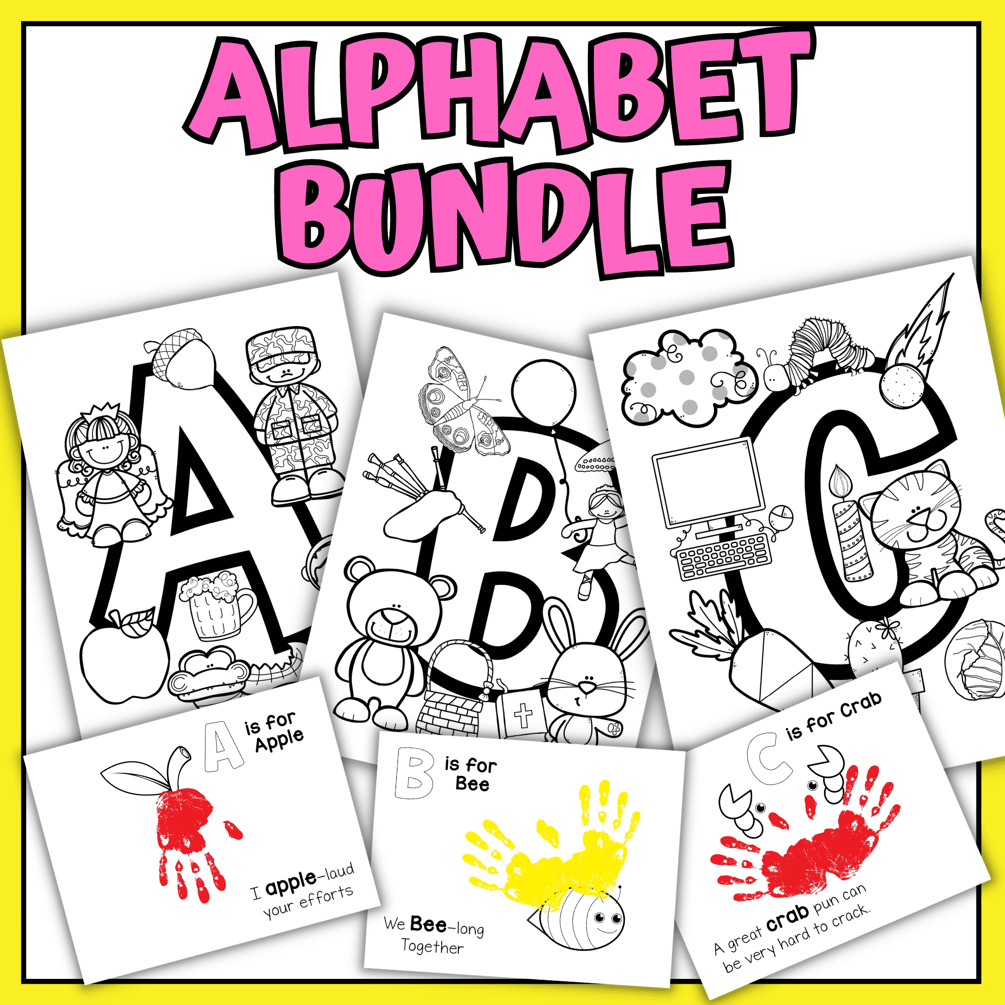 A-Z Free Alphabet Handprint Art