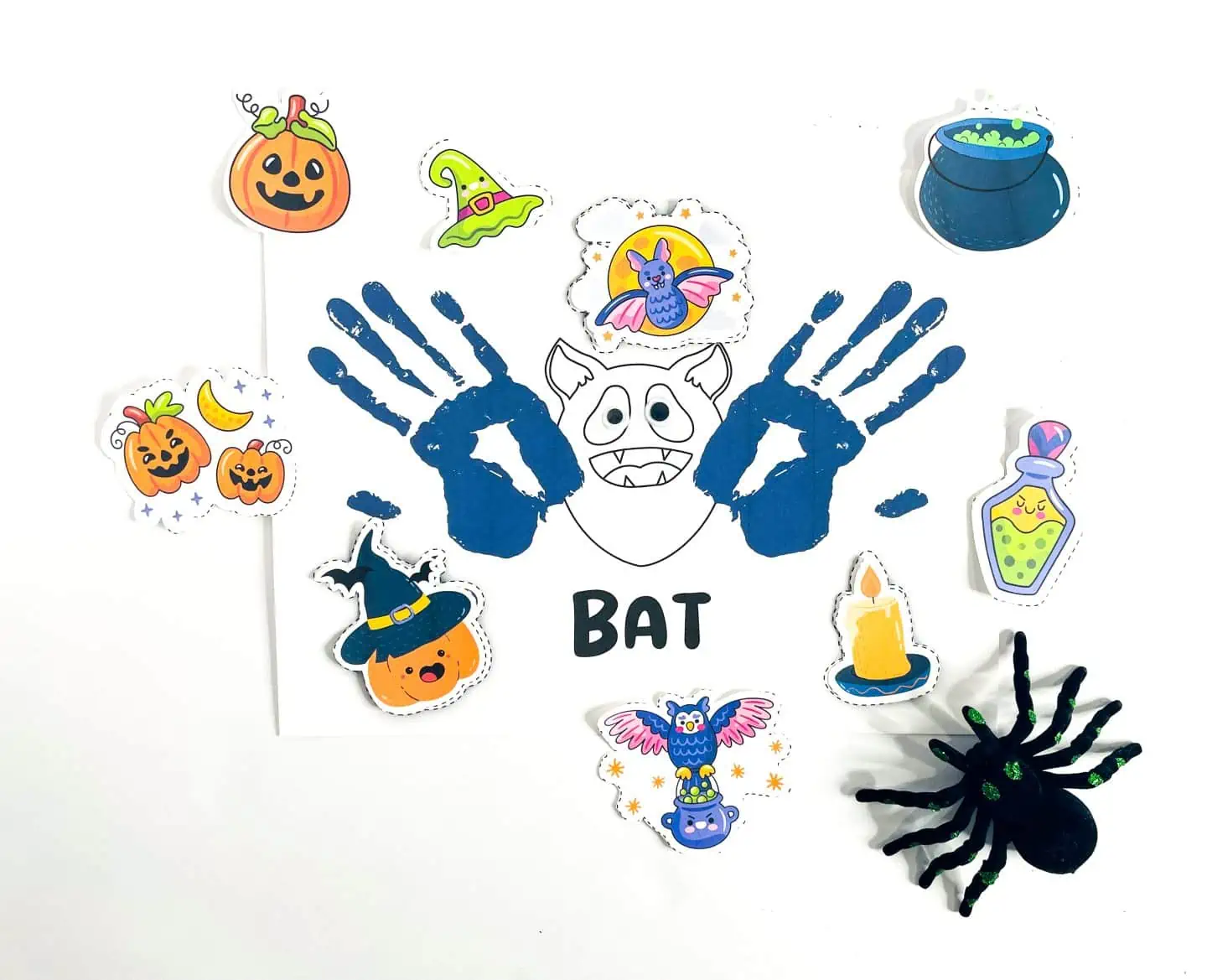 Bat Handprint Craft Template for Halloween