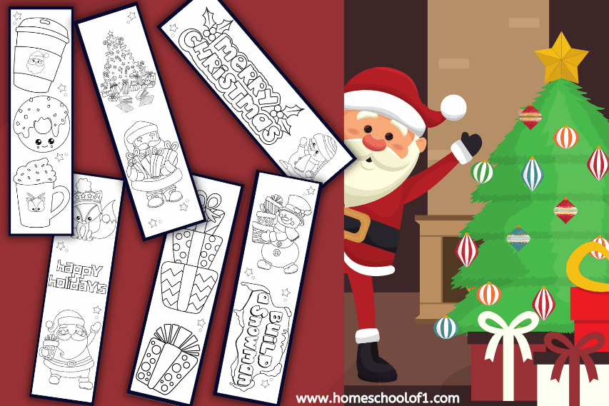 Free Printable Christmas Bookmarks to Color for Kids