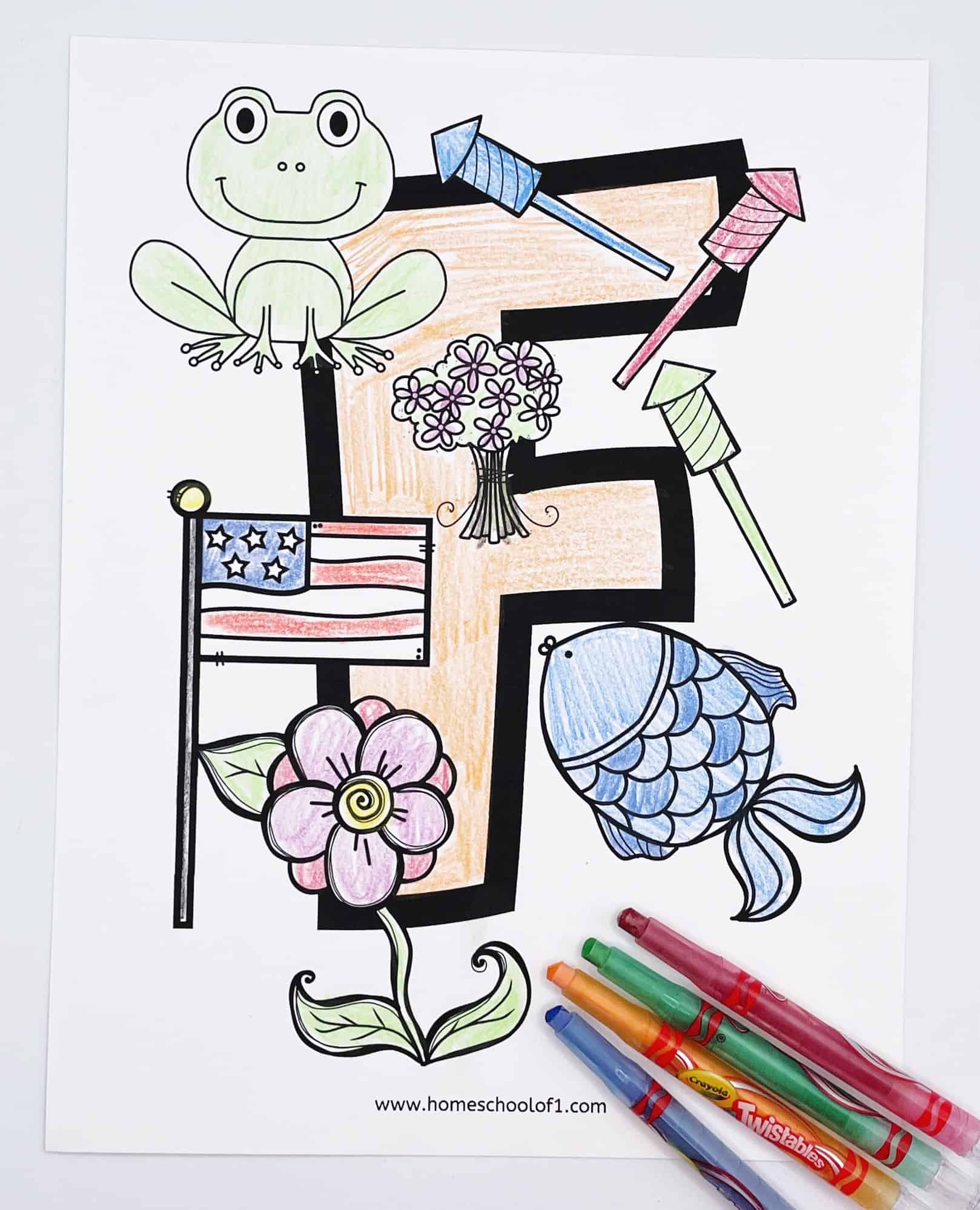 Free Letter F Coloring Page for Preschool and Kindergarten