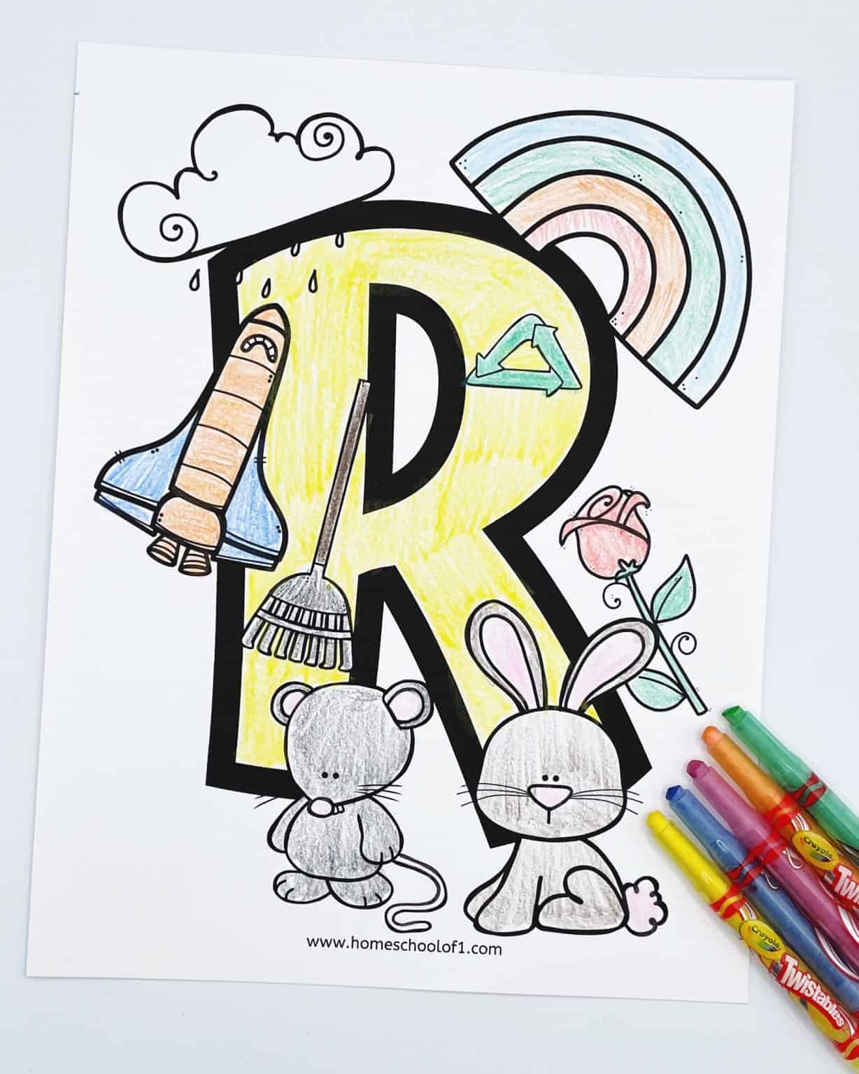 Free Letter R Coloring Page Printable