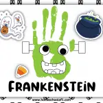 Frankenstein Handprint Craft Template For Halloween