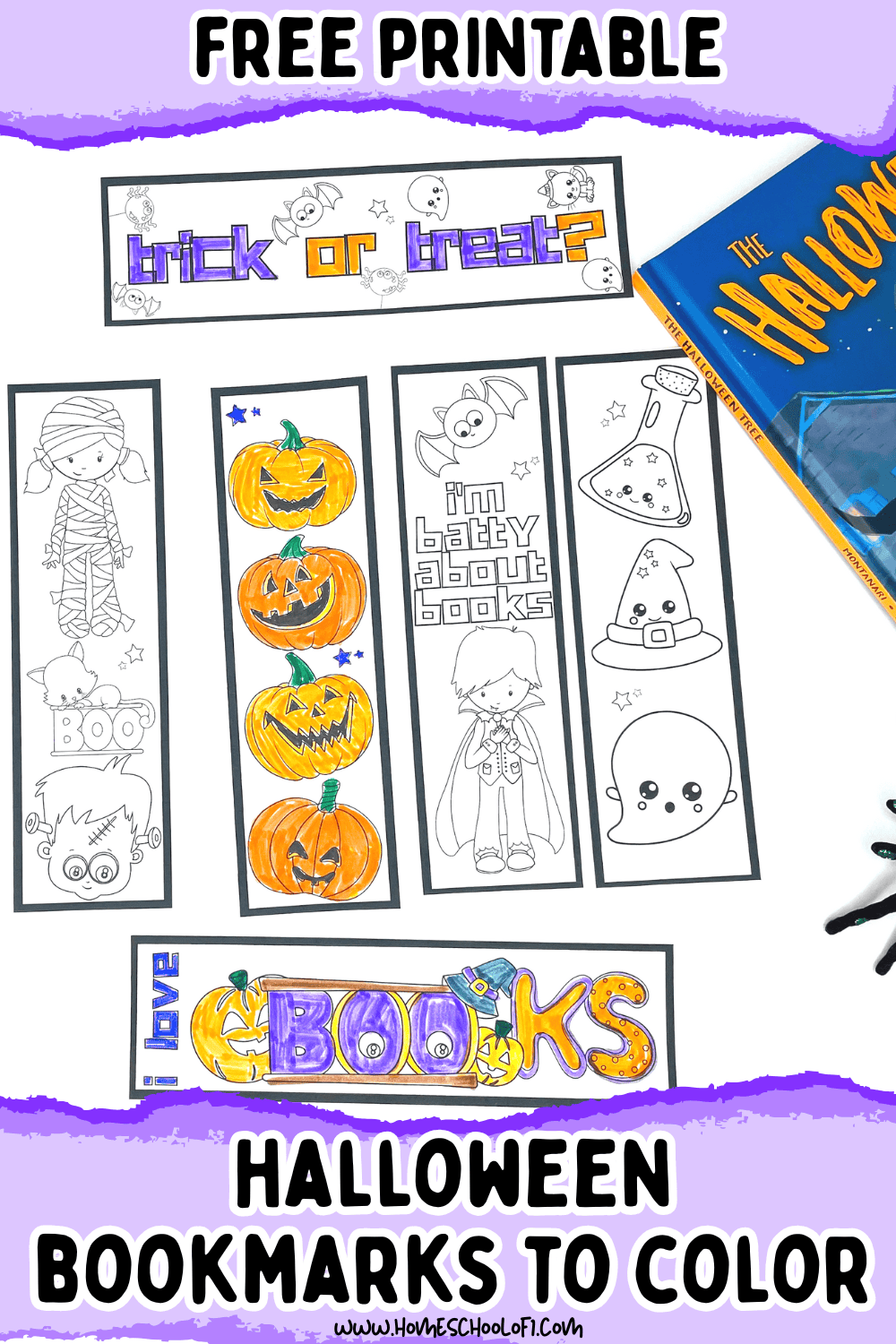 Free Halloween Bookmarks Printable To Color In
