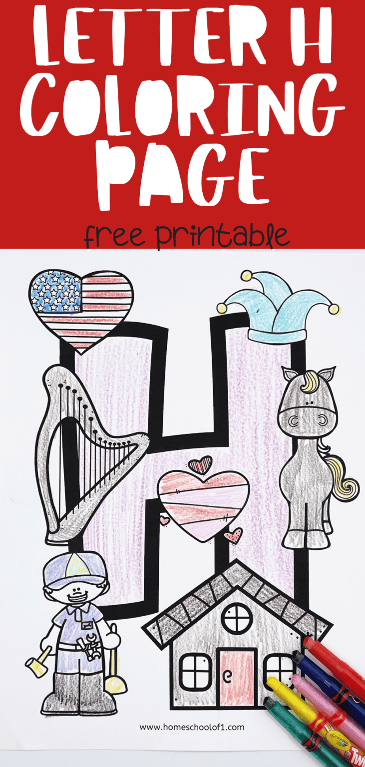 Free Letter H Coloring Page Printable for Preschoolers
