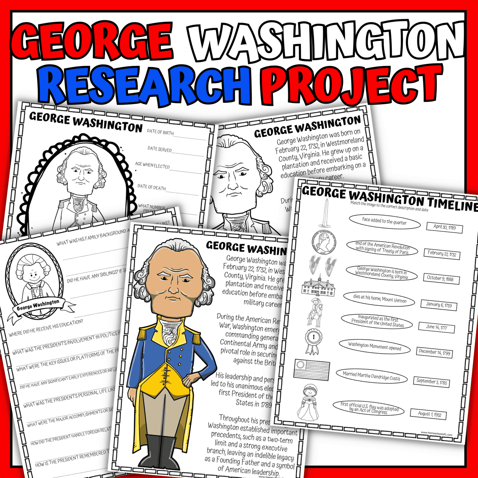 7 Free Printable George Washington Activities