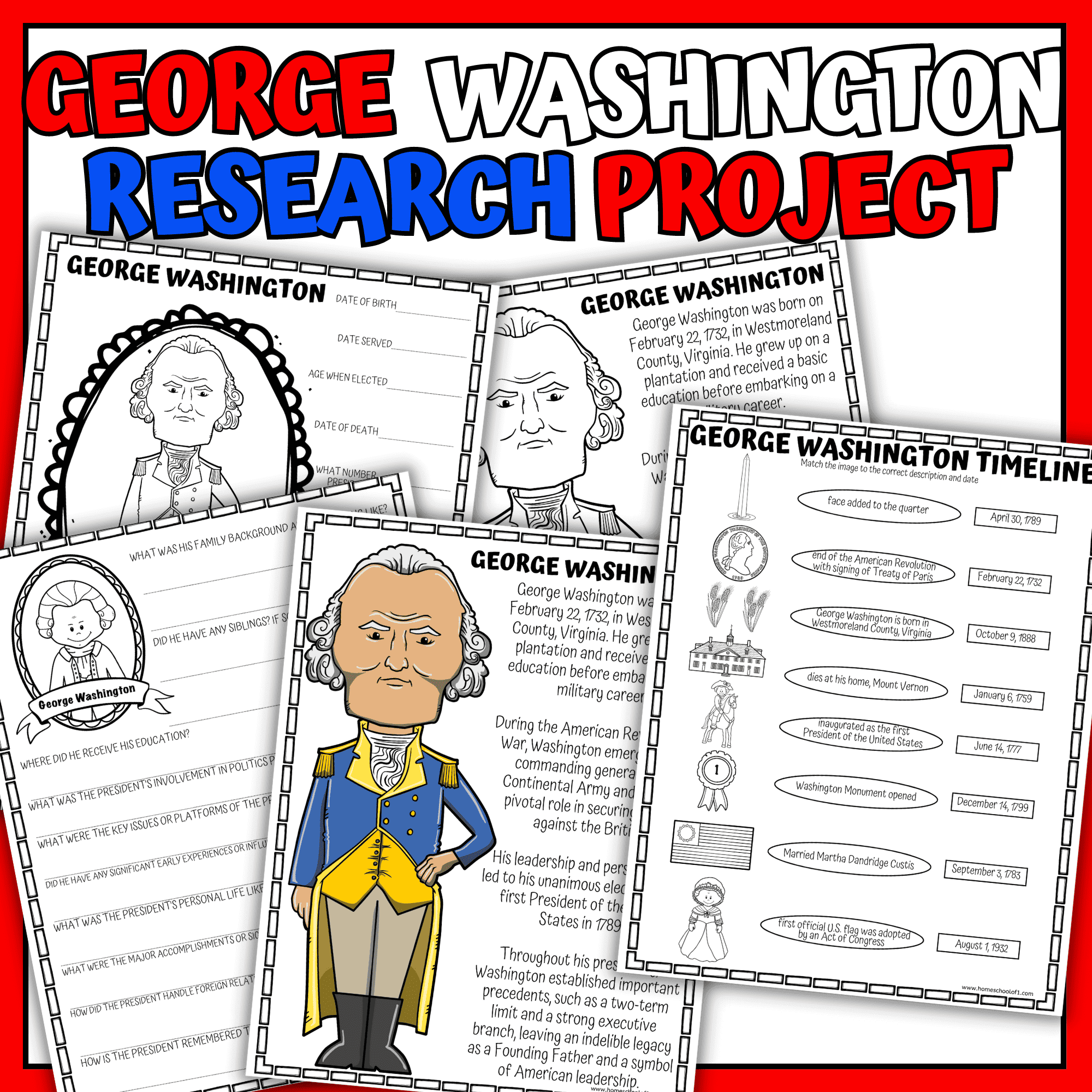 7 Free Printable George Washington Activities