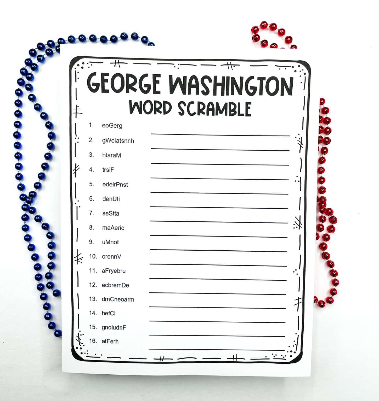7 Free Printable George Washington Activities