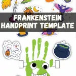Frankenstein Handprint Craft Template For Halloween