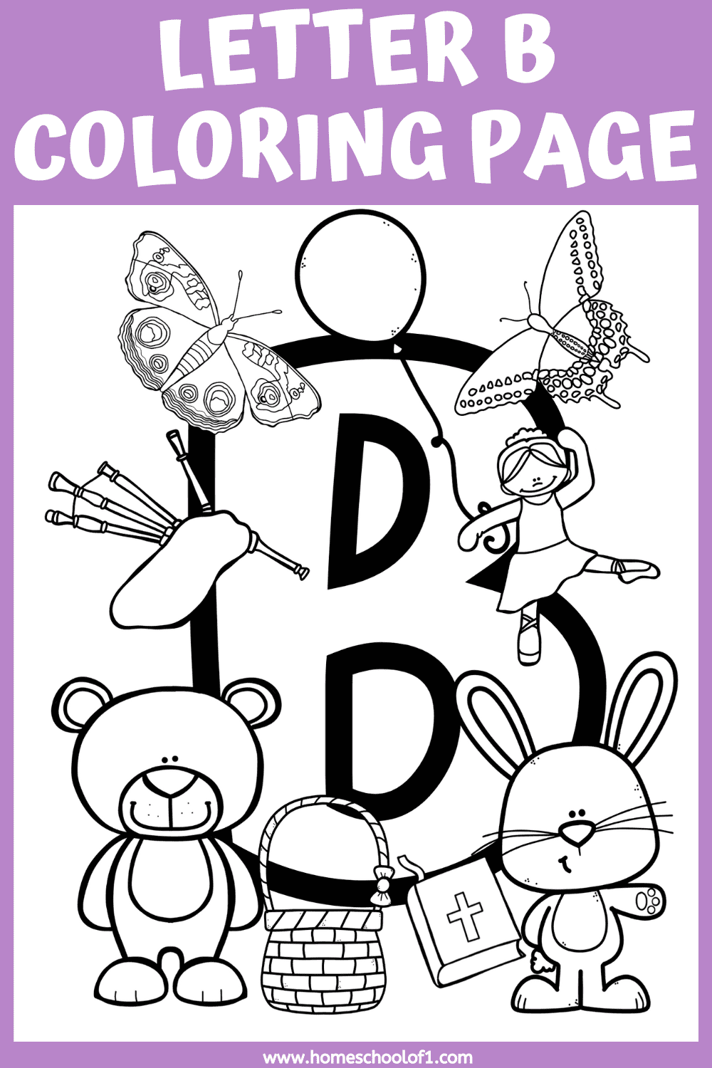 Free Printable Letter B Coloring Page for Preschool