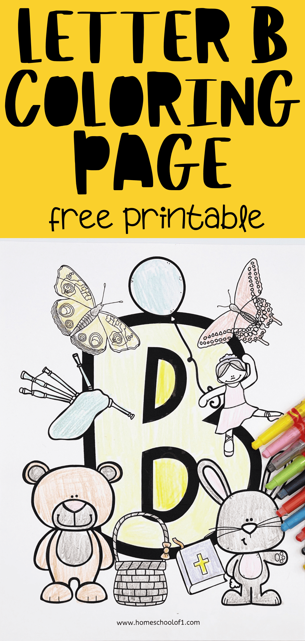 Free Printable Letter B Coloring Page for Preschool