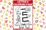 Letter E Coloring Page, E is for... (free printable)
