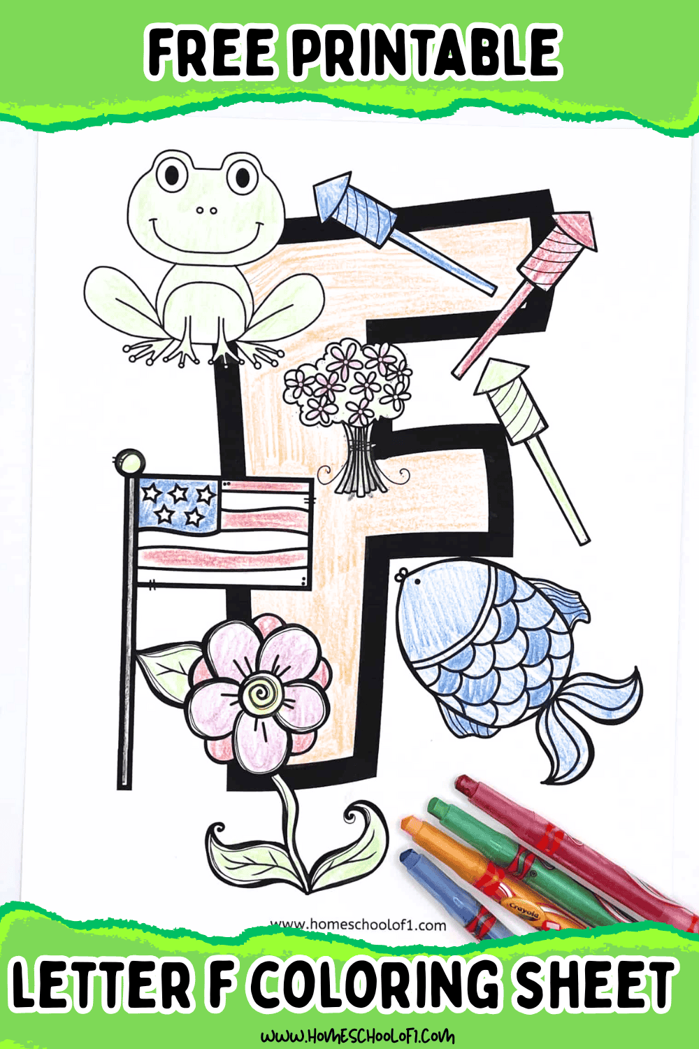Free Letter F Coloring Page for Preschool and Kindergarten